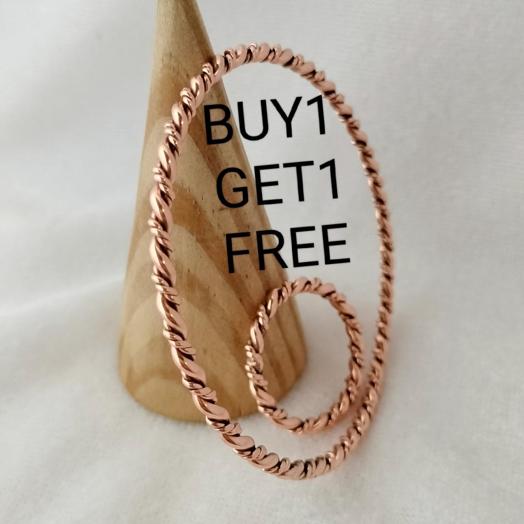 BUY 1 GET 1 FREE, Tensor Bracelet, Copper Tensor Bracelet, Twisted Bangle, Stacking Bangle, Pure ...
