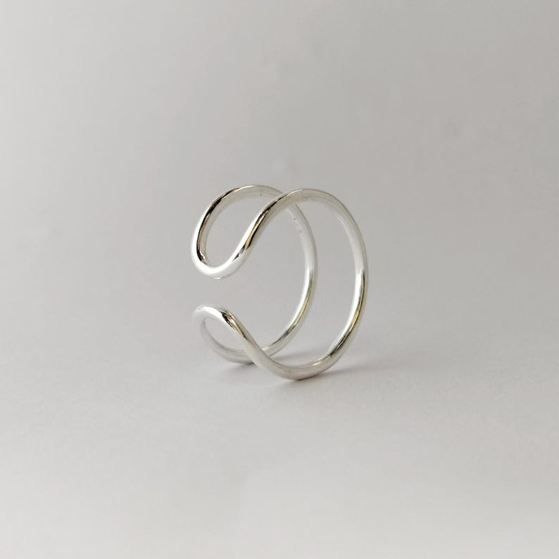 Sterling Silver Splint Ring - Adjustable Midi Ring - Minimalist Wire ...