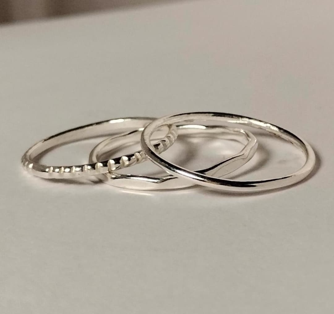 Sterling Silver Stacking Rings, Dainty Sterling Rings, Thin Silver ...