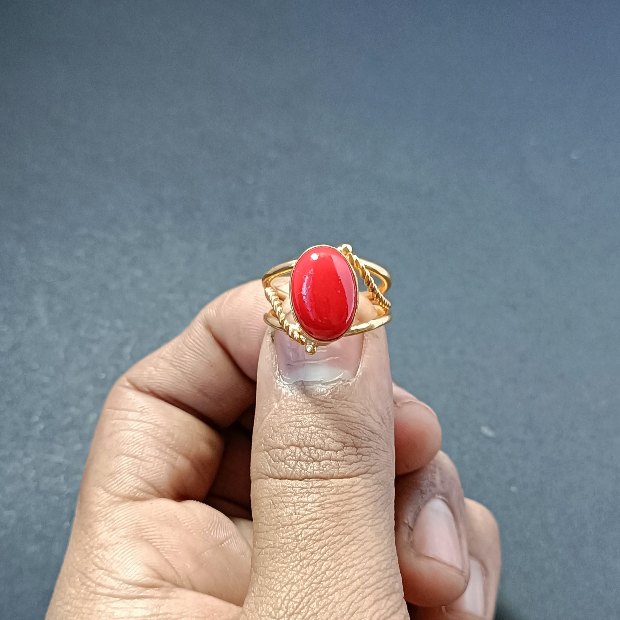 Red Coral Ring, Silver Ring, Handmade Ring, Wedding Ring, Statement ...