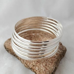 Sterling Silver Stacking Bangles Set of 7, Handmade in India - Etsy