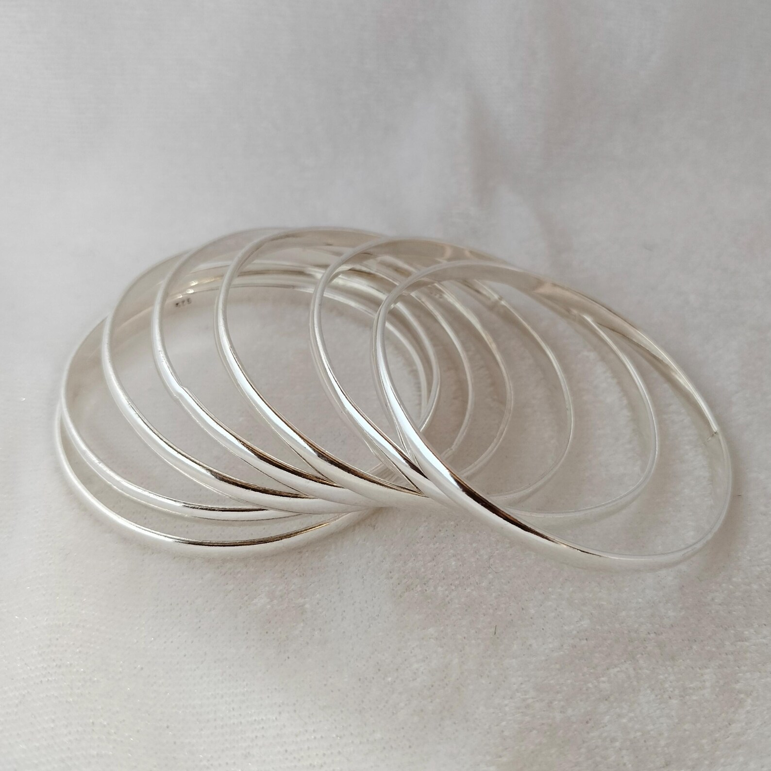 Sterling Silver Stacking Bangles Set of 7, Handmade in India - Etsy