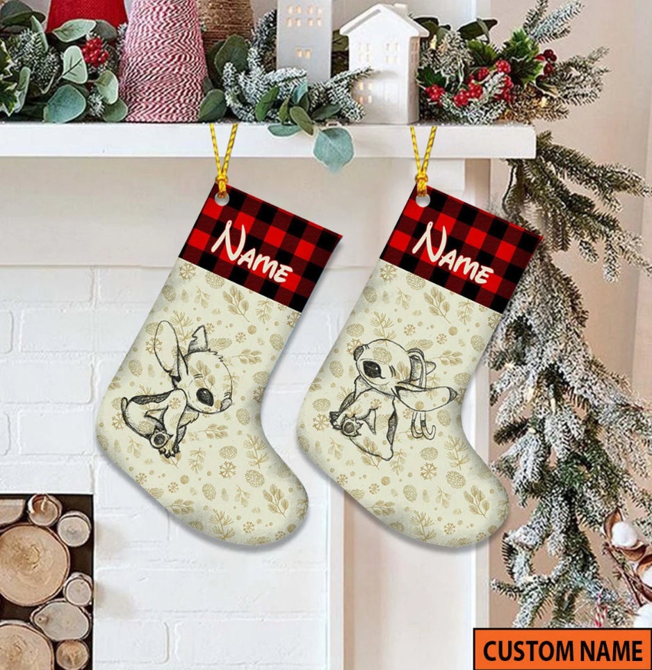 Stitch and Angel Stocking, Stitch Christmas Stocking, Merry Stitchmas ...