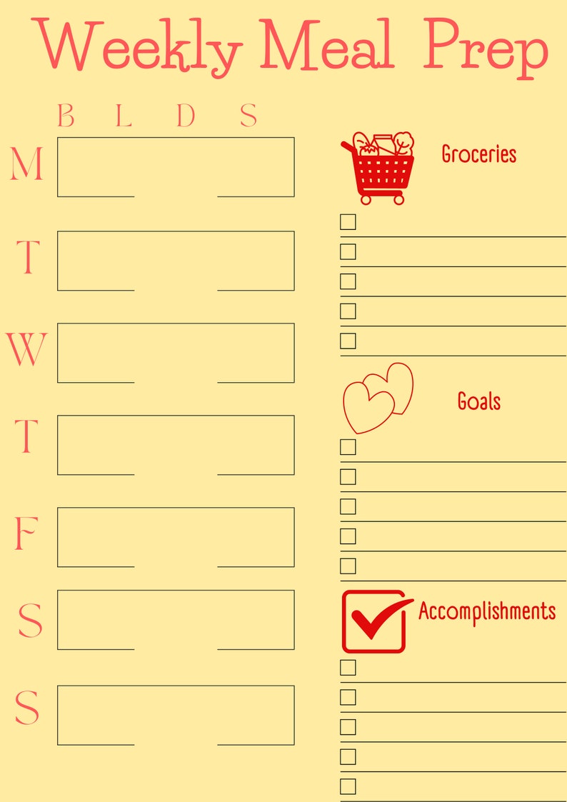 Meal Prep Printable - Etsy