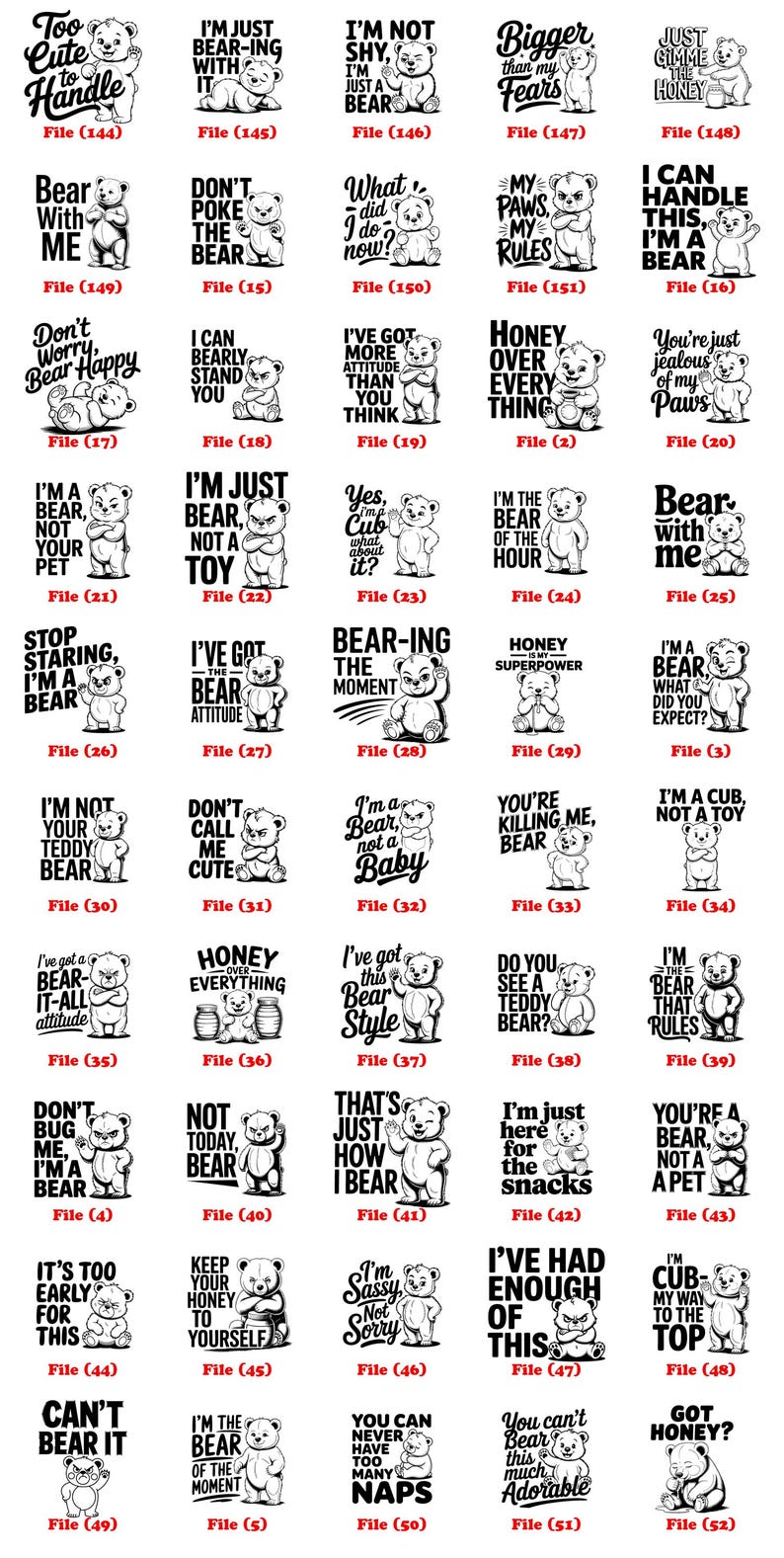 Snarky Baby Bear Quotes SVG Bundle, Funny Kids Designs (digital ...