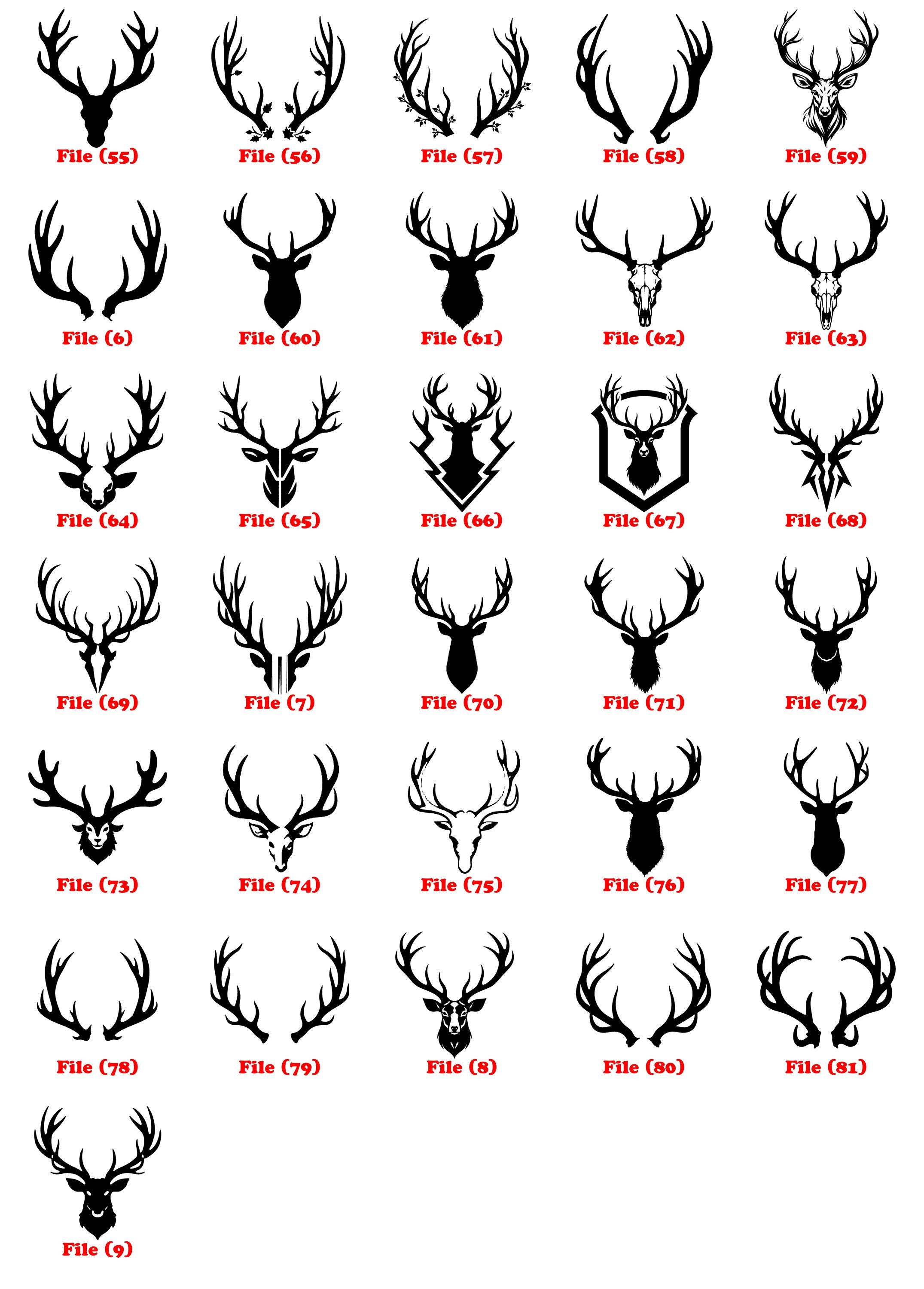 Antler Stencil Designs Svg Png Pdf & Dxf Bundle for Cricut Craft ...
