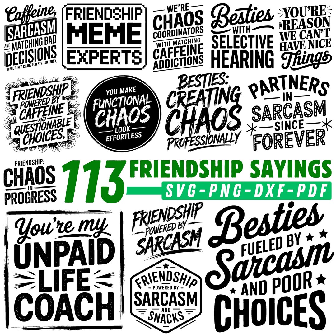 Friendship Sayings Svg Png Pdf & Dxf Bundle for Cricut Crafts Instant ...