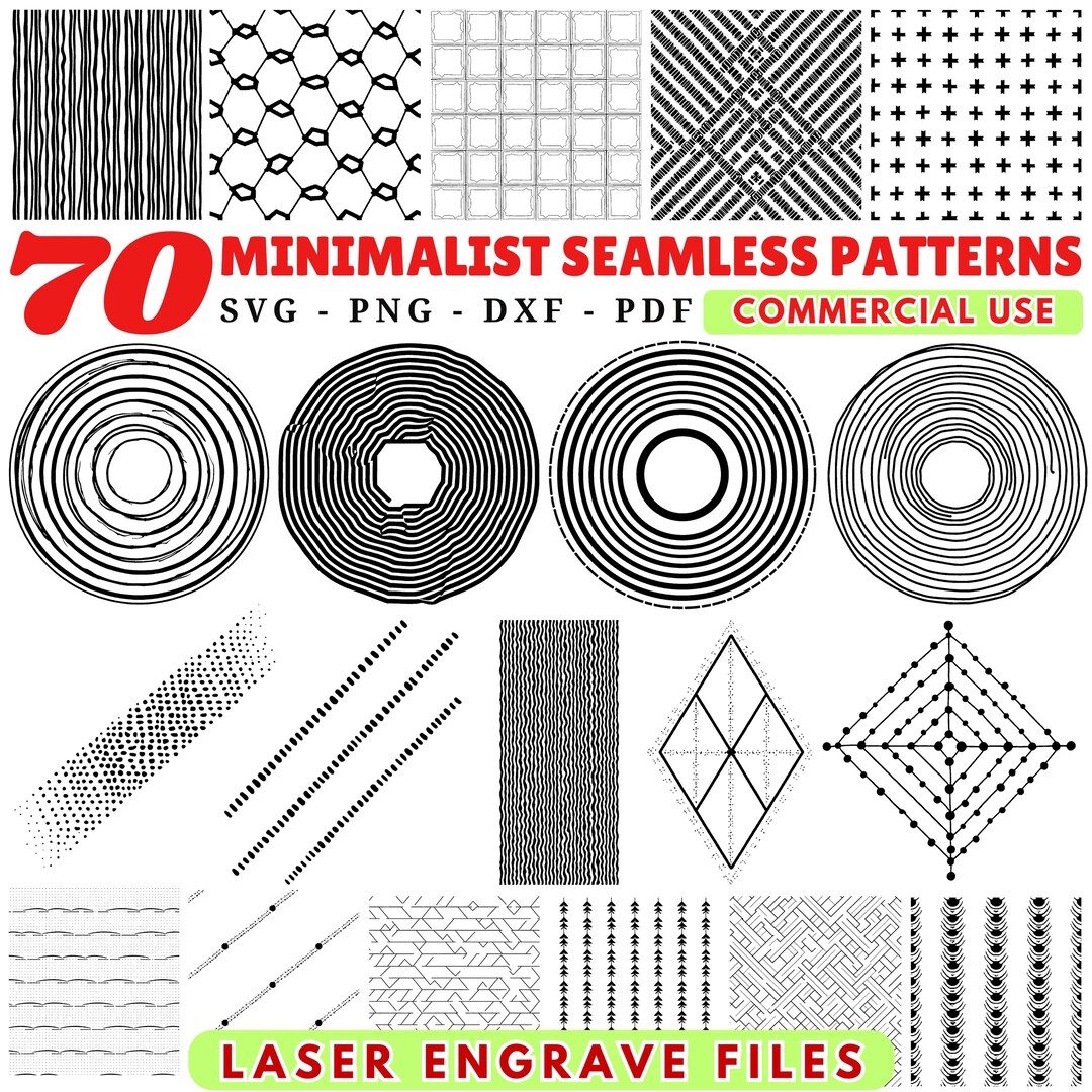Laser Engrave Files Minimalist Seamless Patterns Svg Png Bundle for ...