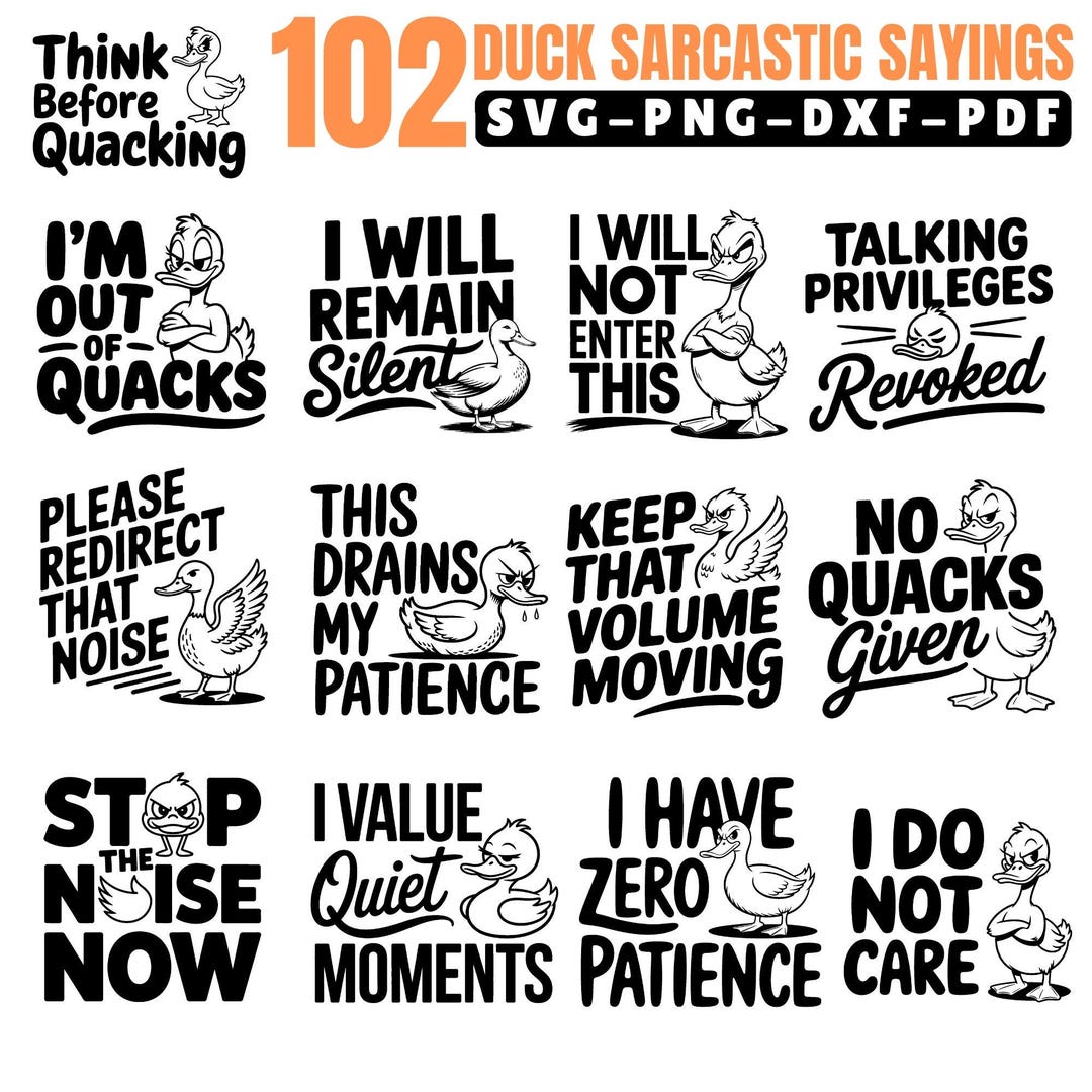 Duck Sayings Svg Png Pdf & Dxf Bundle for Funny Rubber Duck Crafts ...