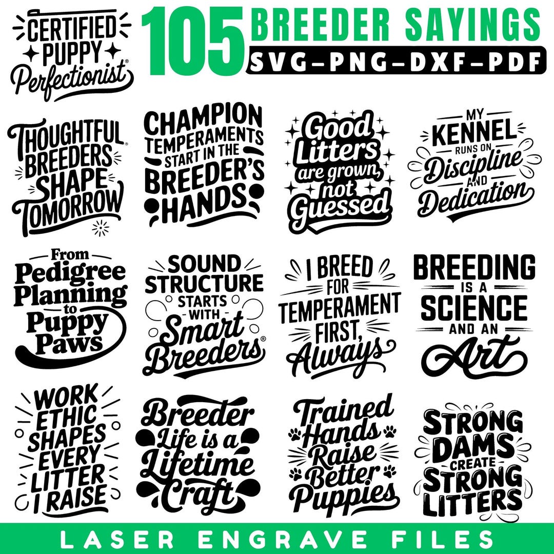 Breeder Sayings SVG Bundle, Dog Breeding Quotes (digital Download) - Etsy