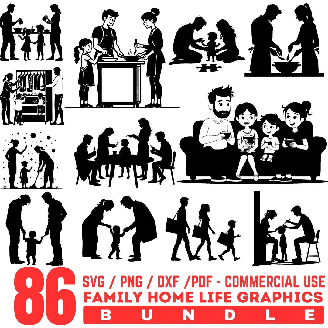 Family Home Life Graphics Svg Png Pdf & Dxf Bundle for DIY Crafts ...