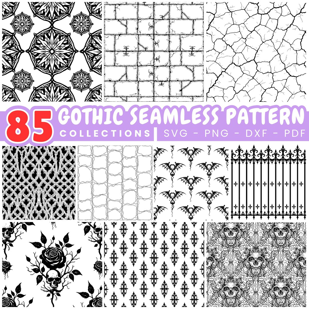 Gothic Seamless Patterns Bundle, Dark Designs (svg, Png, Pdf, Dxf) - Etsy
