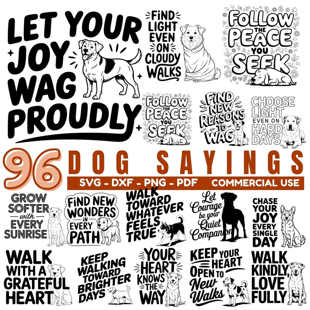 Dog Sayings SVG Bundle: Funny Pet Designs for Shirts, Crafts (digital ...