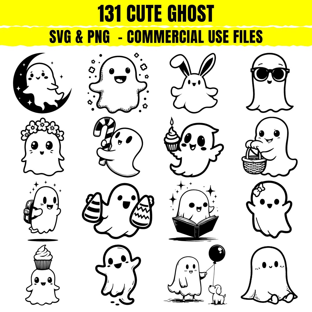Ghost SVG Bundle | Halloween Clipart Svg Png Pdf & Dxf Bundle Instant ...