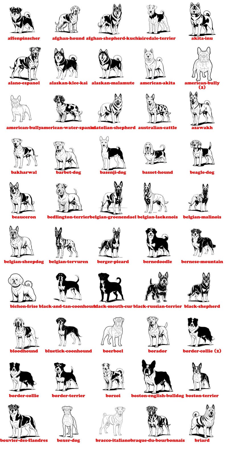 Standing Dogs Poses Complete All Breeds Svg Png Pdf & Dxf Bundle ...
