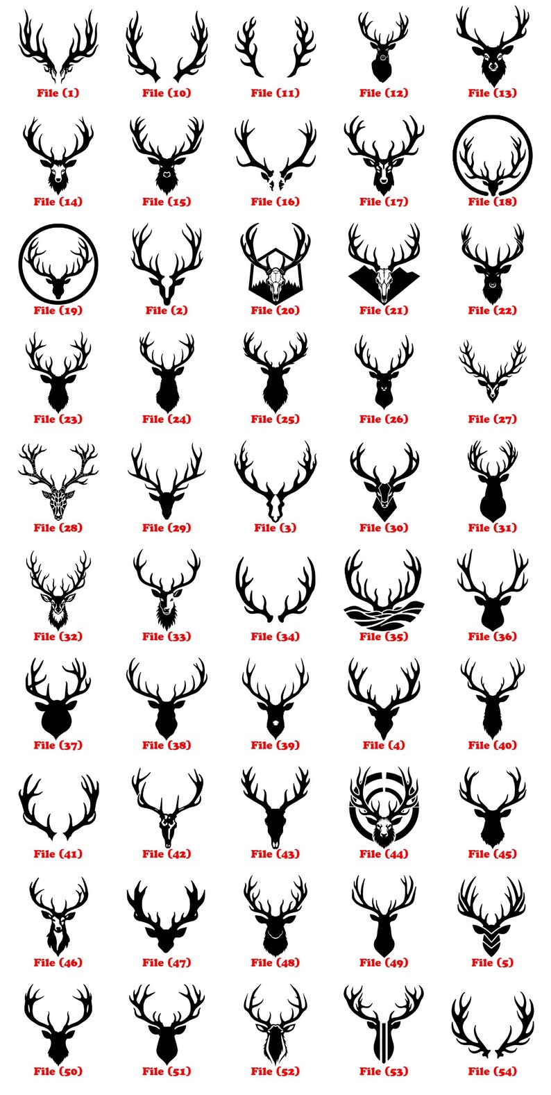 Antler Stencil Designs Svg Png Pdf & Dxf Bundle for Cricut Craft ...
