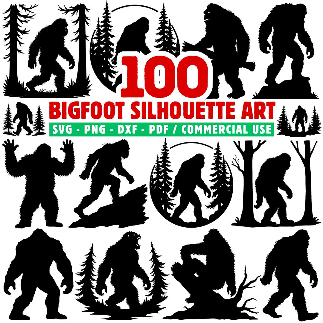 Bigfoot Silhouette Art Svg Png Pdf & Dxf Bundle for Cricut Crafts ...