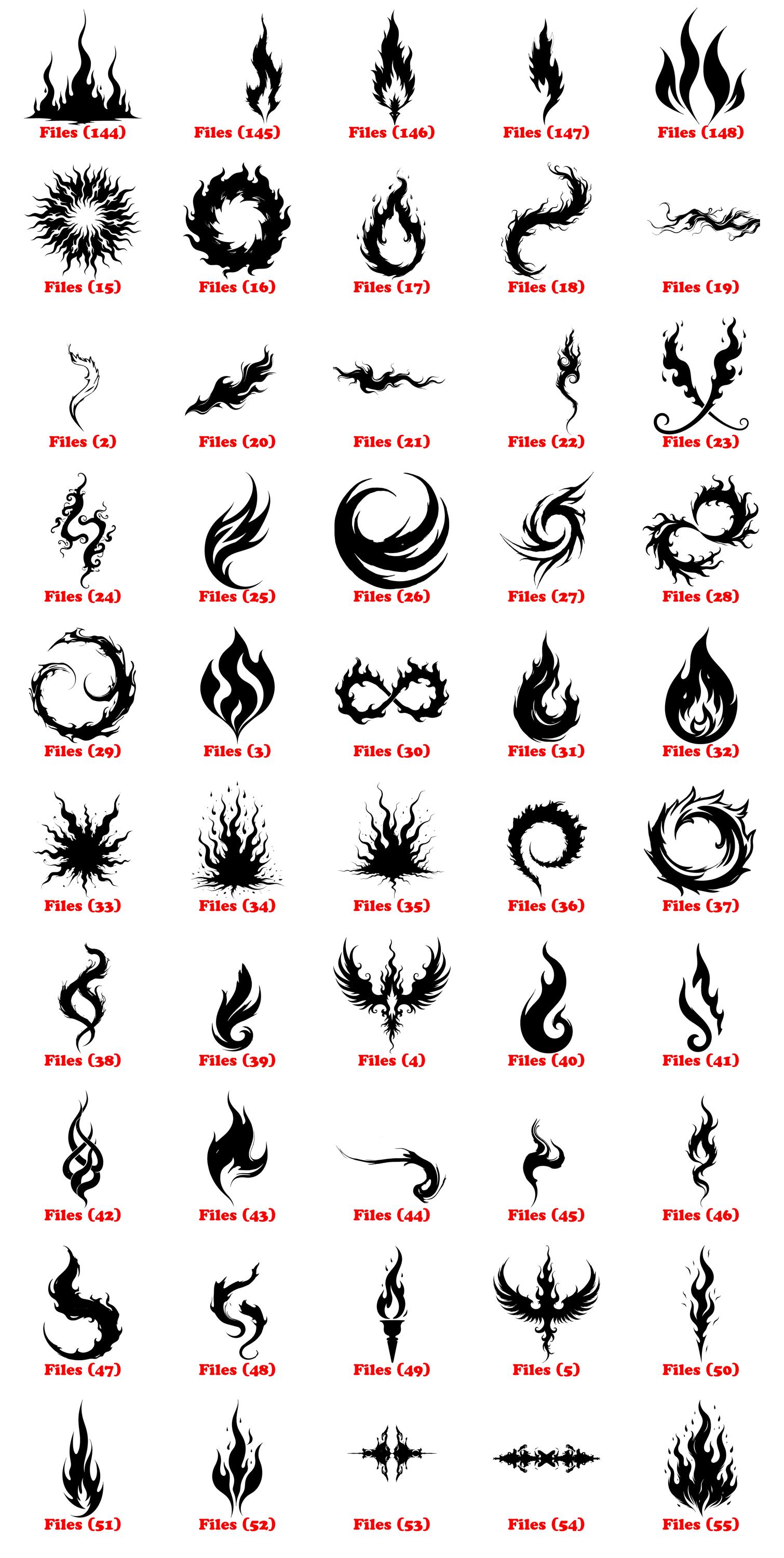 Fire Flame Shapes Svg Png Pdf & Dxf Bundle for Vinyl Cutting and ...