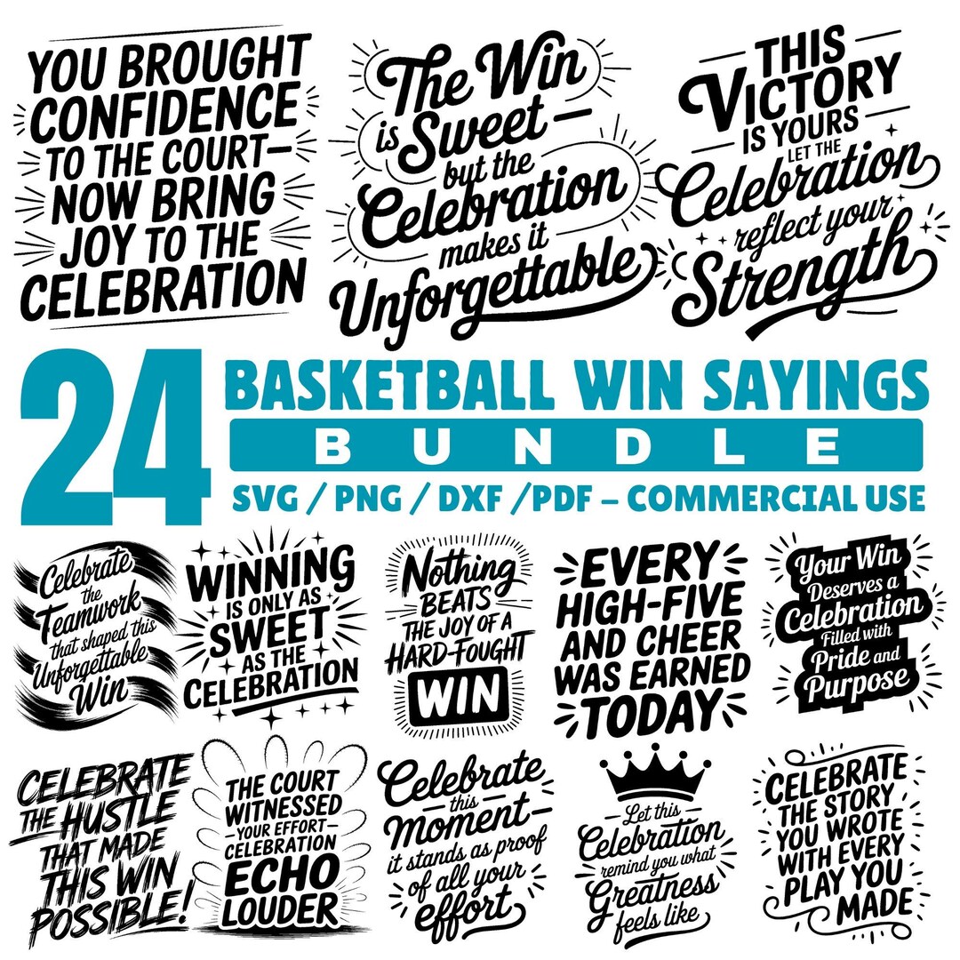 Basketball Win Sayings Svg Png Pdf & Dxf Bundle for Sports Crafts ...