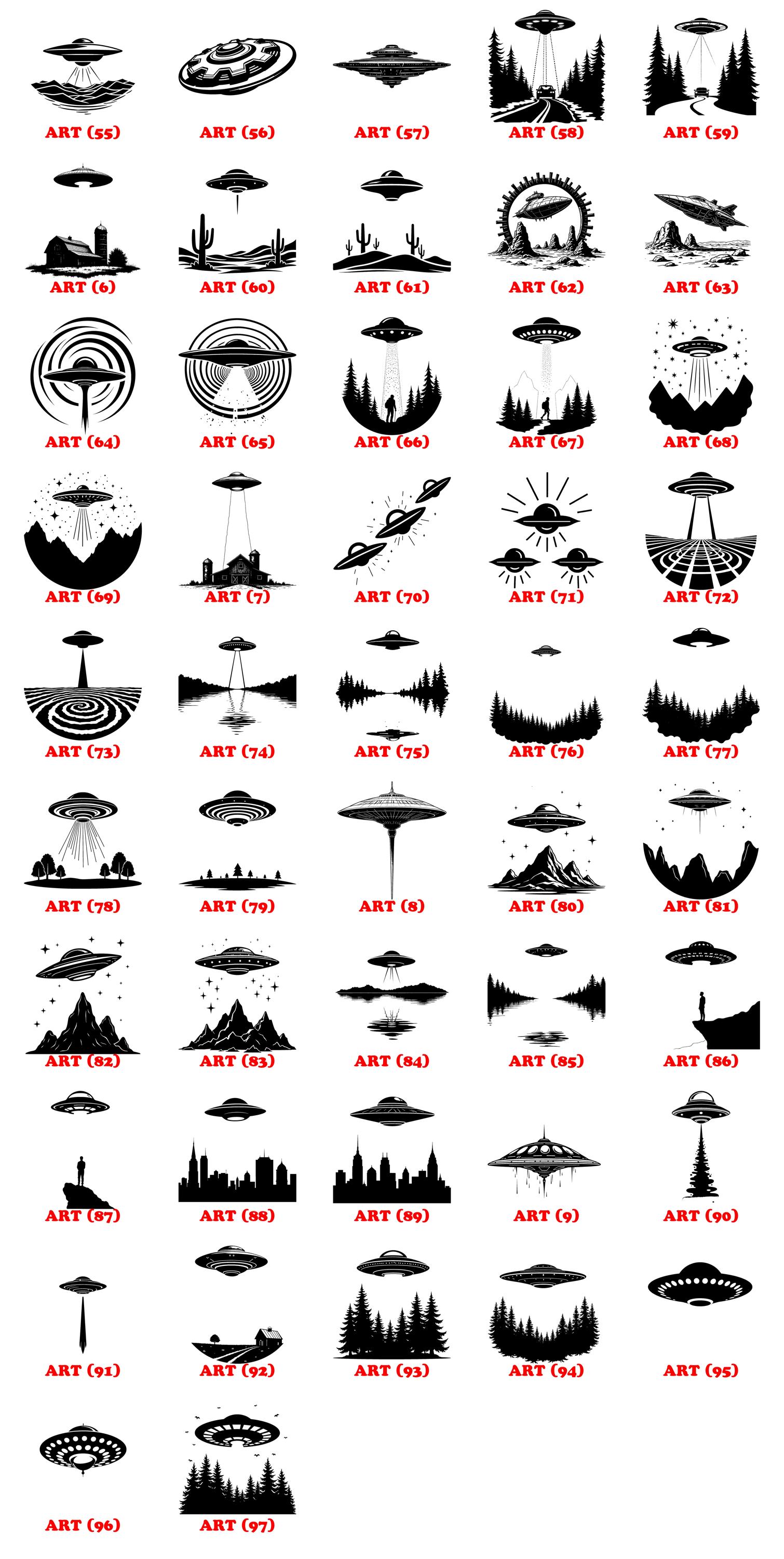 UFO Encounter SVG PNG Bundle, Alien Abduction Designs (laser Engrave ...