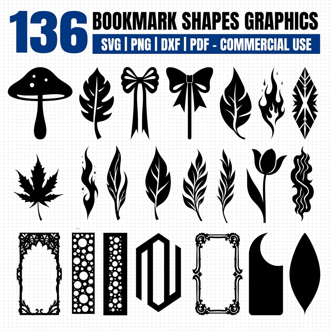 Bookmark Shapes Svg Png Pdf & Dxf Bundle for Cricut Projects Instant ...