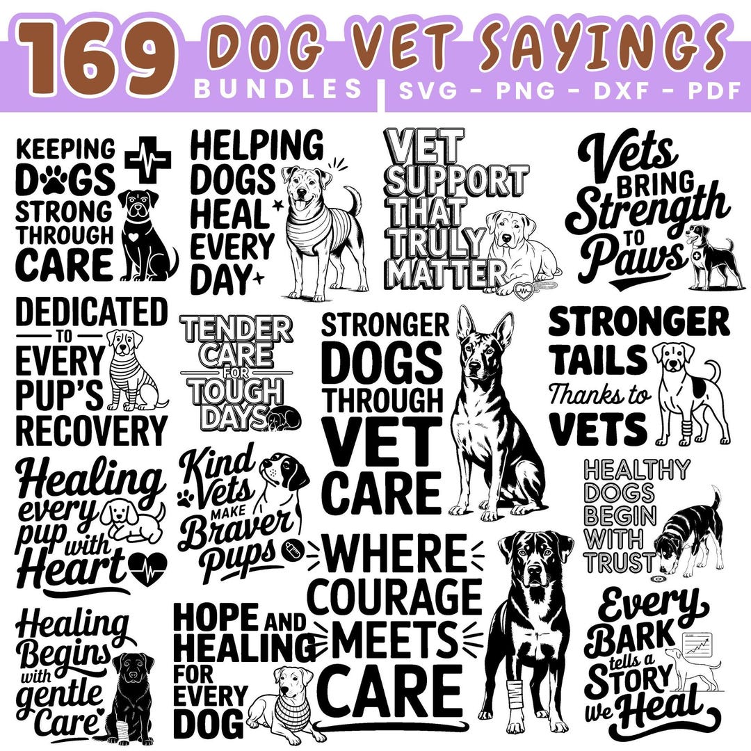 Dog Vet Sayings Svg Png Pdf & Dxf Bundle for Vet Tech Gifts Instant ...