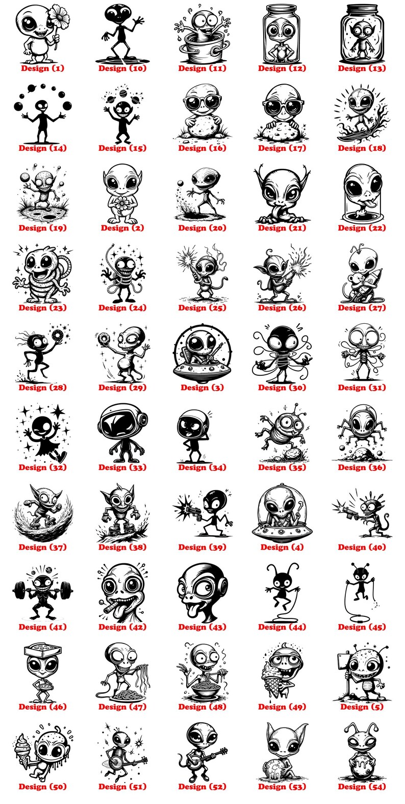 Laser Engrave Files Goofy Big Eyes Alien Cartoon Svg & Png Bundle ...