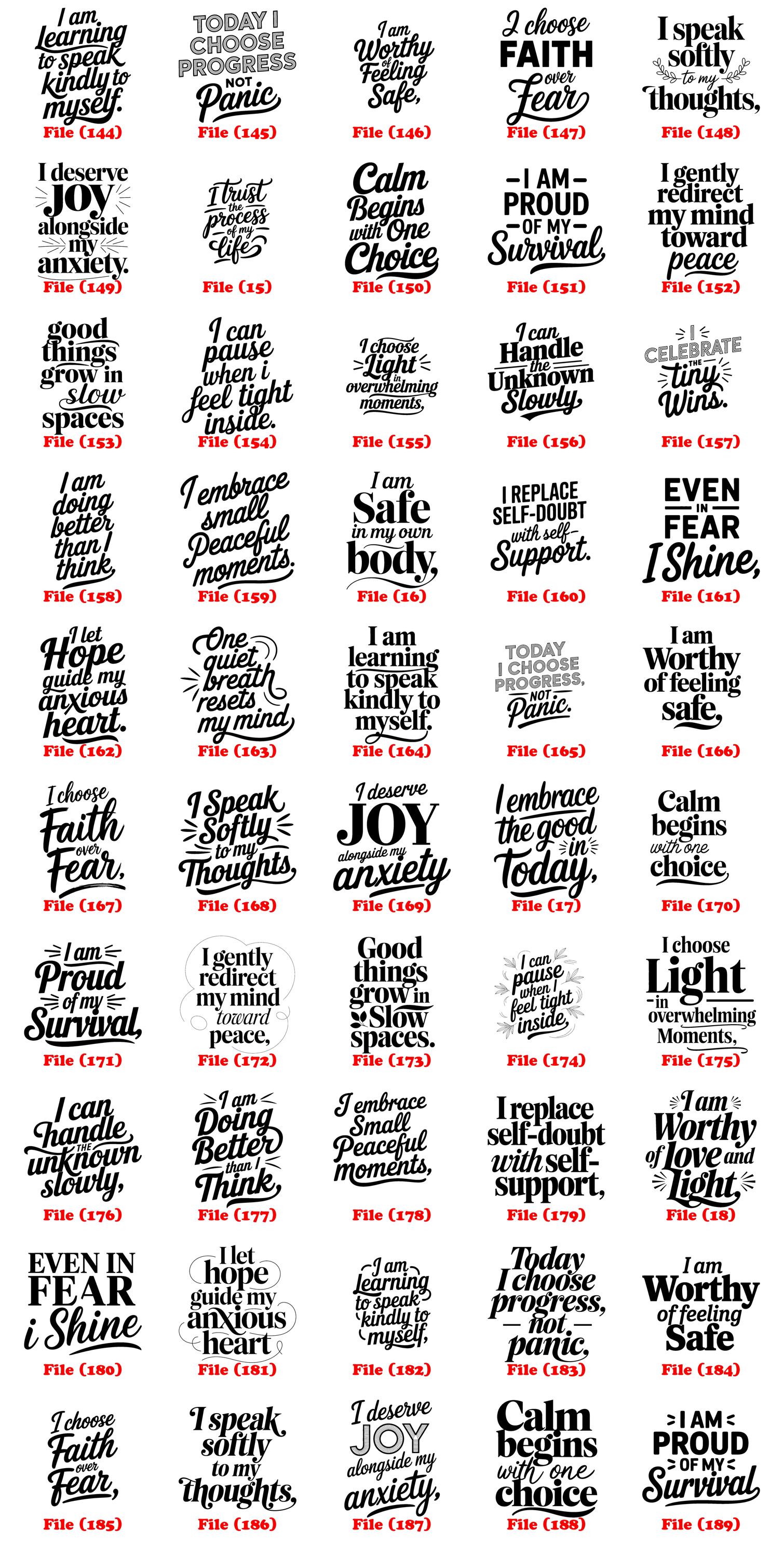 Positive Anxiety Sayings Svg Png Pdf & Dxf Bundle for Cricut Instant ...