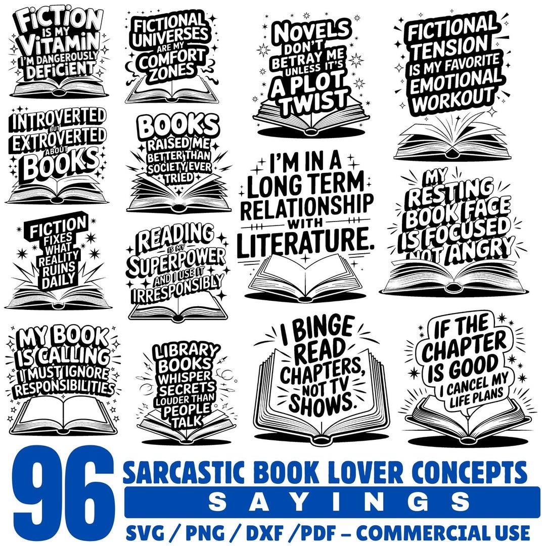 Sarcastic Book Lover SVG Bundle | Funny Reader Sayings (digital ...