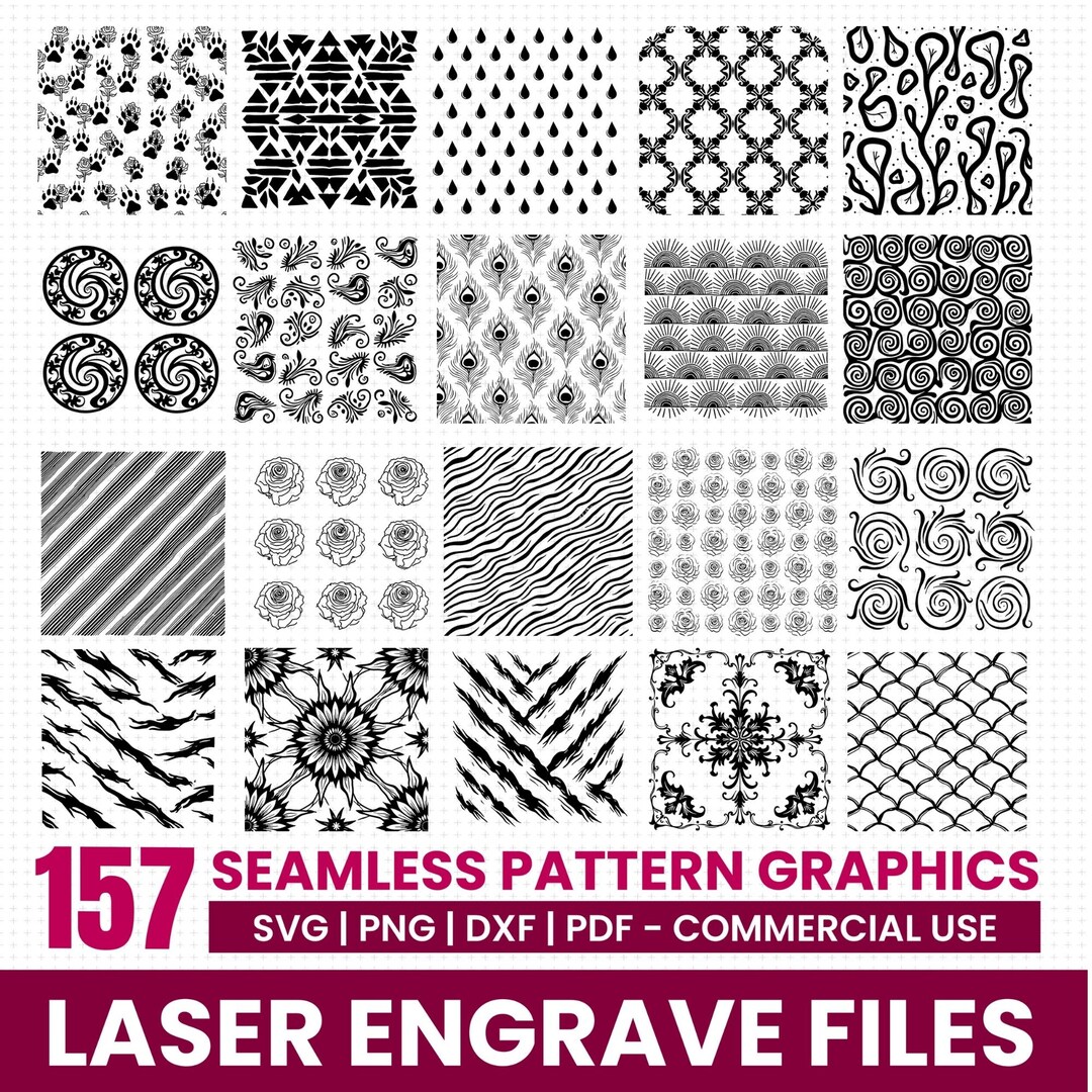 Laser Engrave Files for Seamless Pattern Graphics Svg Png Pdf & Dxf ...