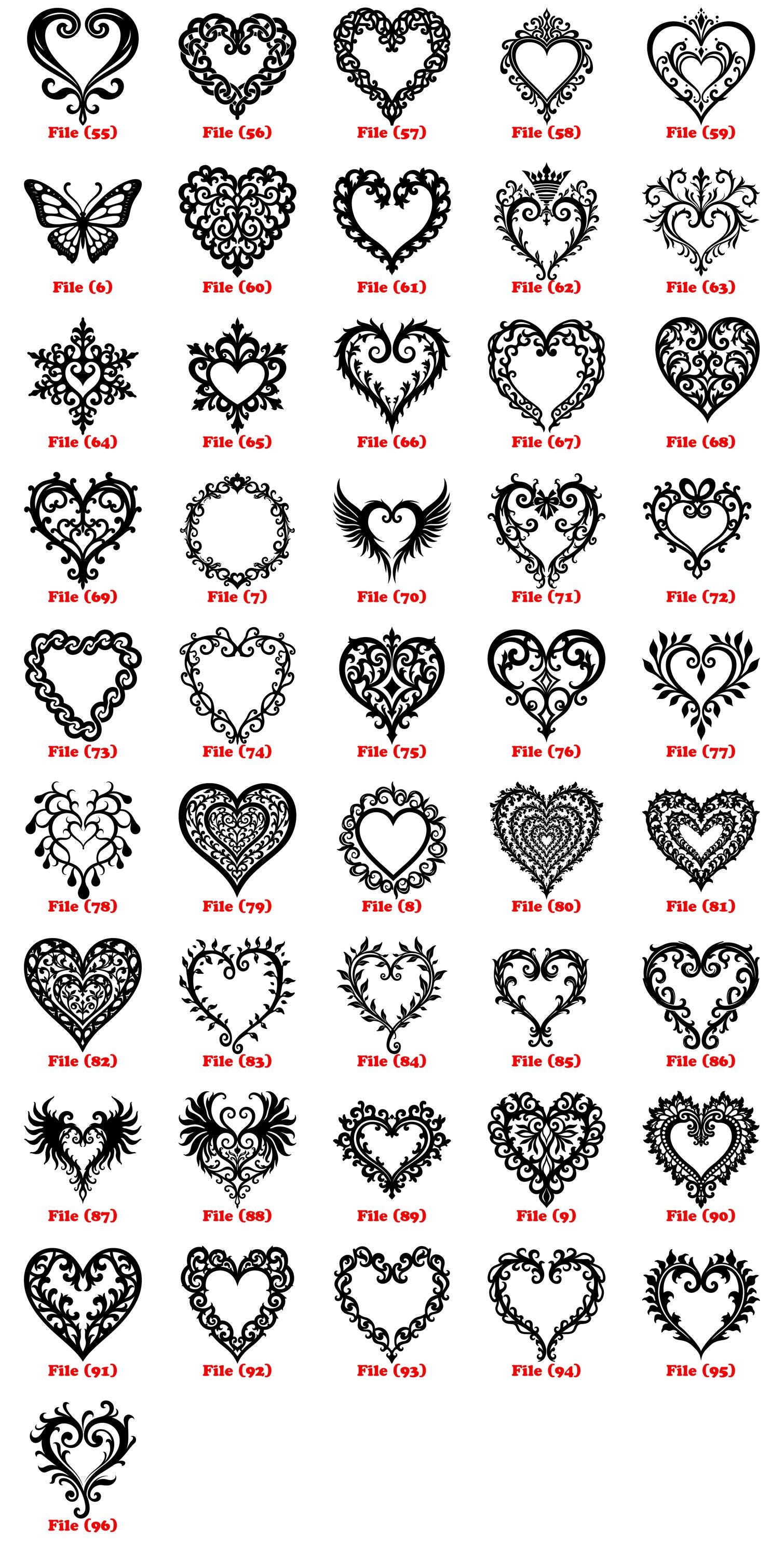 Laser Engrave Files Filigree Heart Svg & Png Bundle Ornate Carved Heart ...