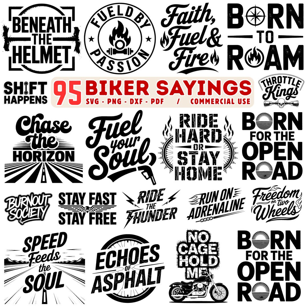 Biker Sayings SVG Bundle: Motorcycle Quotes, Rider Humor (digital Files ...