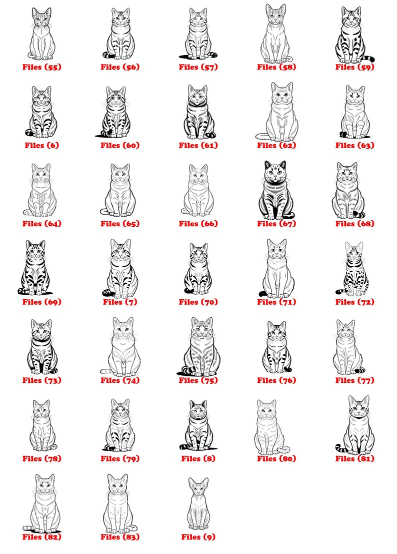 Laser Engrave Files Sitting Cats Breeds Svg Png Pdf & Dxf Bundle ...