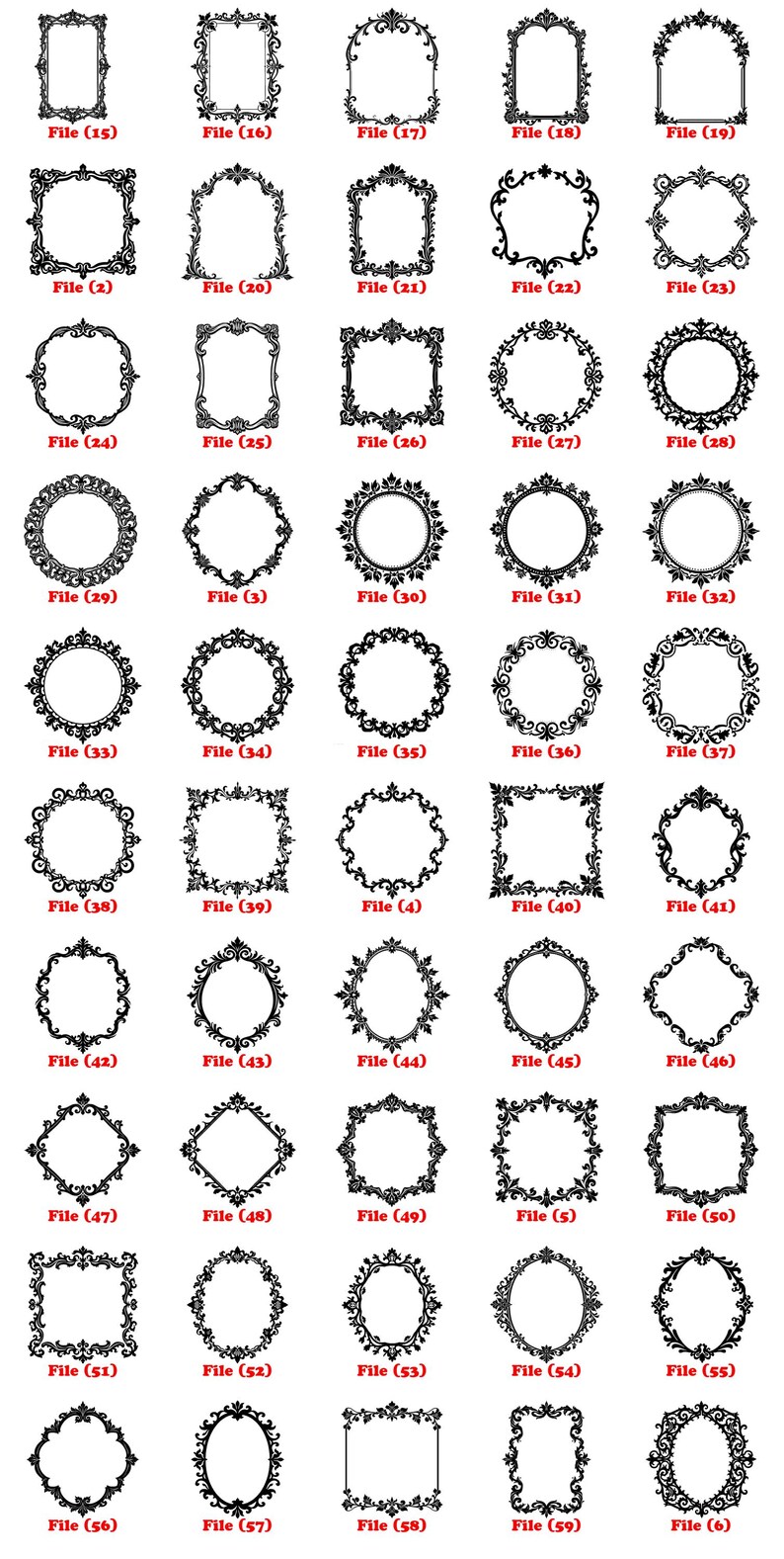 Laser Engrave Files Victorian Frame Svg Png Pdf & Dxf Bundle Instant ...