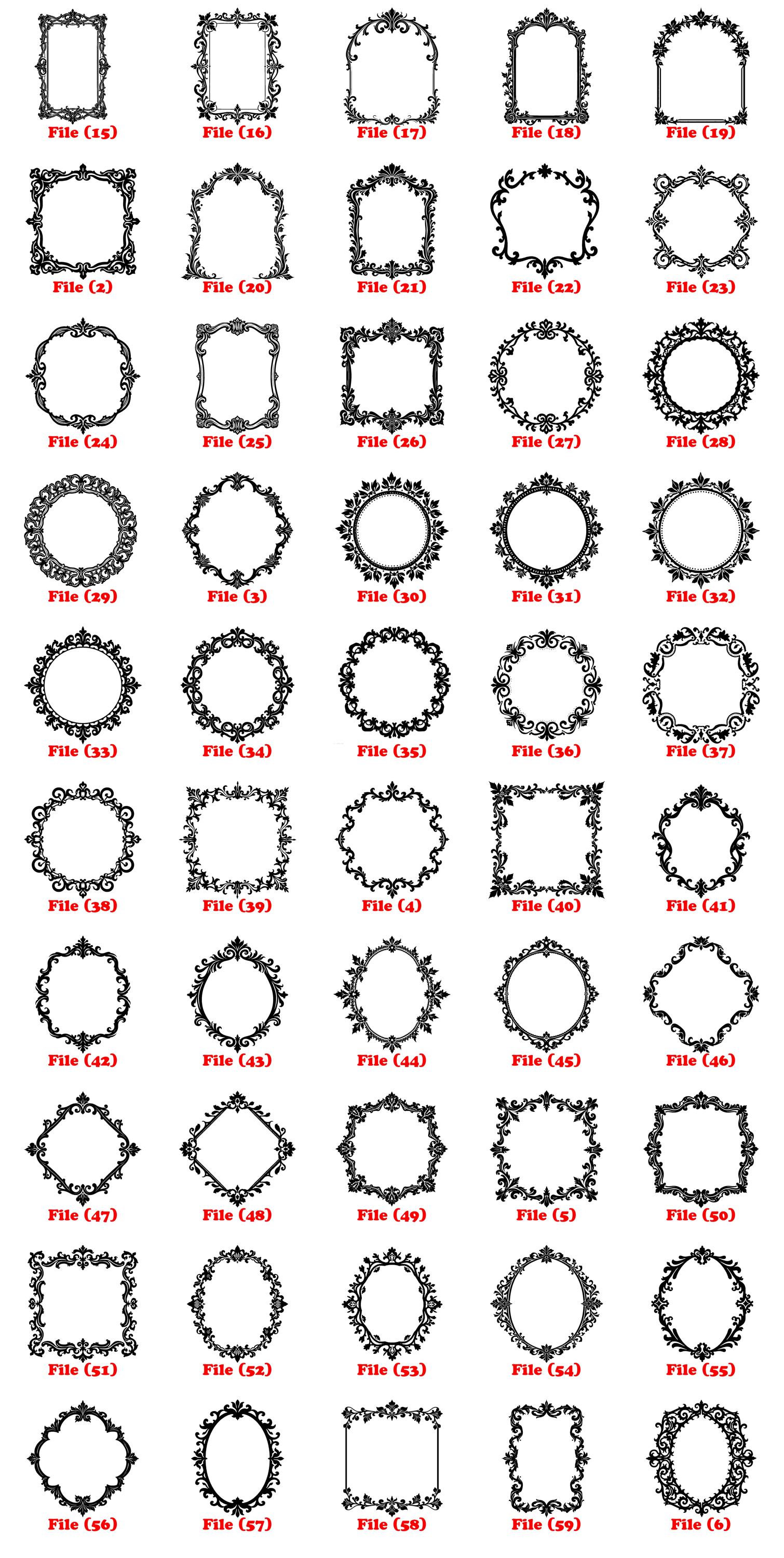 Laser Engrave Files Victorian Frame Svg Png Pdf & Dxf Bundle Instant ...