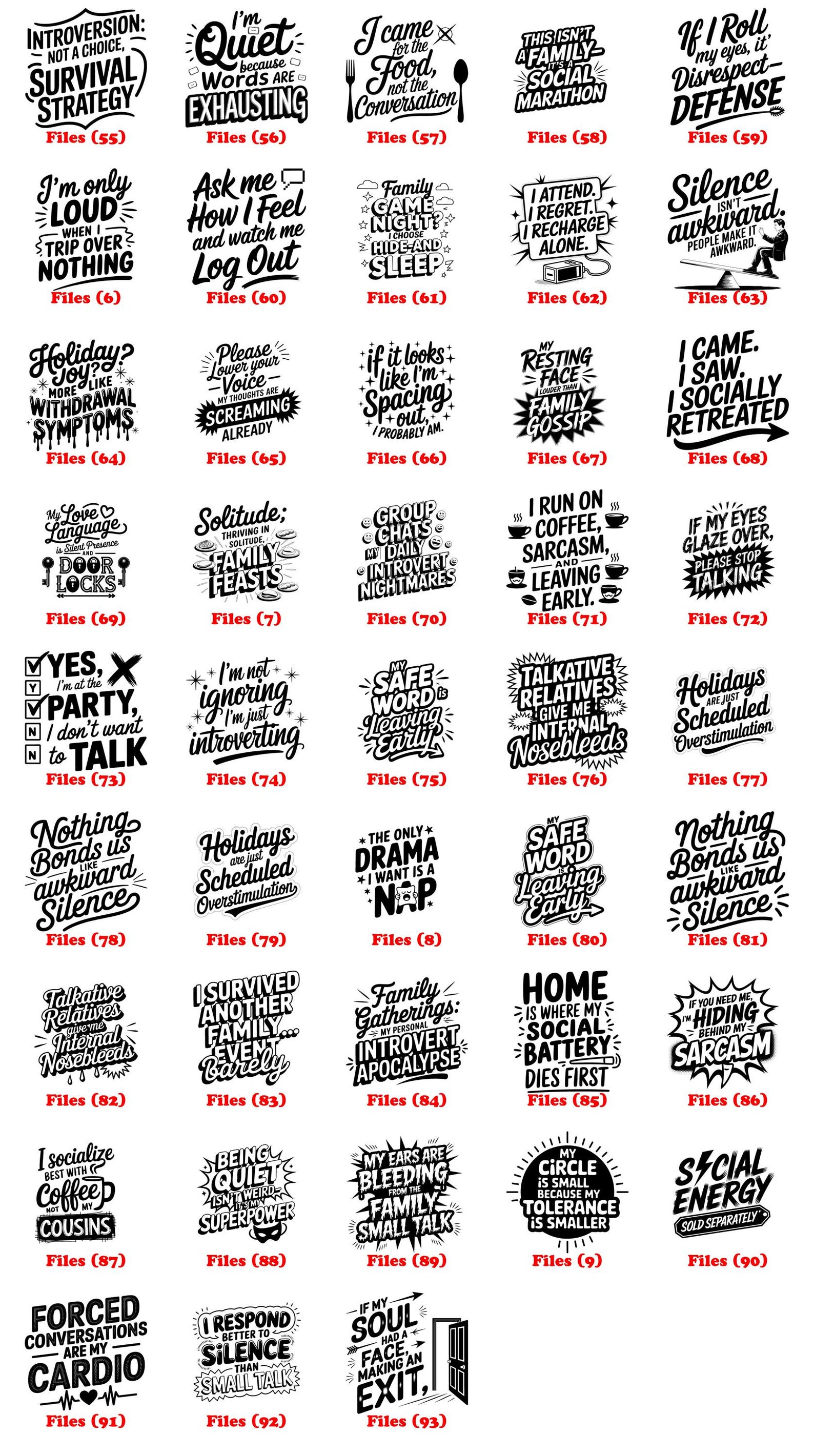 Laser Engrave Files Family Introvert Sayings Svg Png Pdf & Dxf Bundle ...