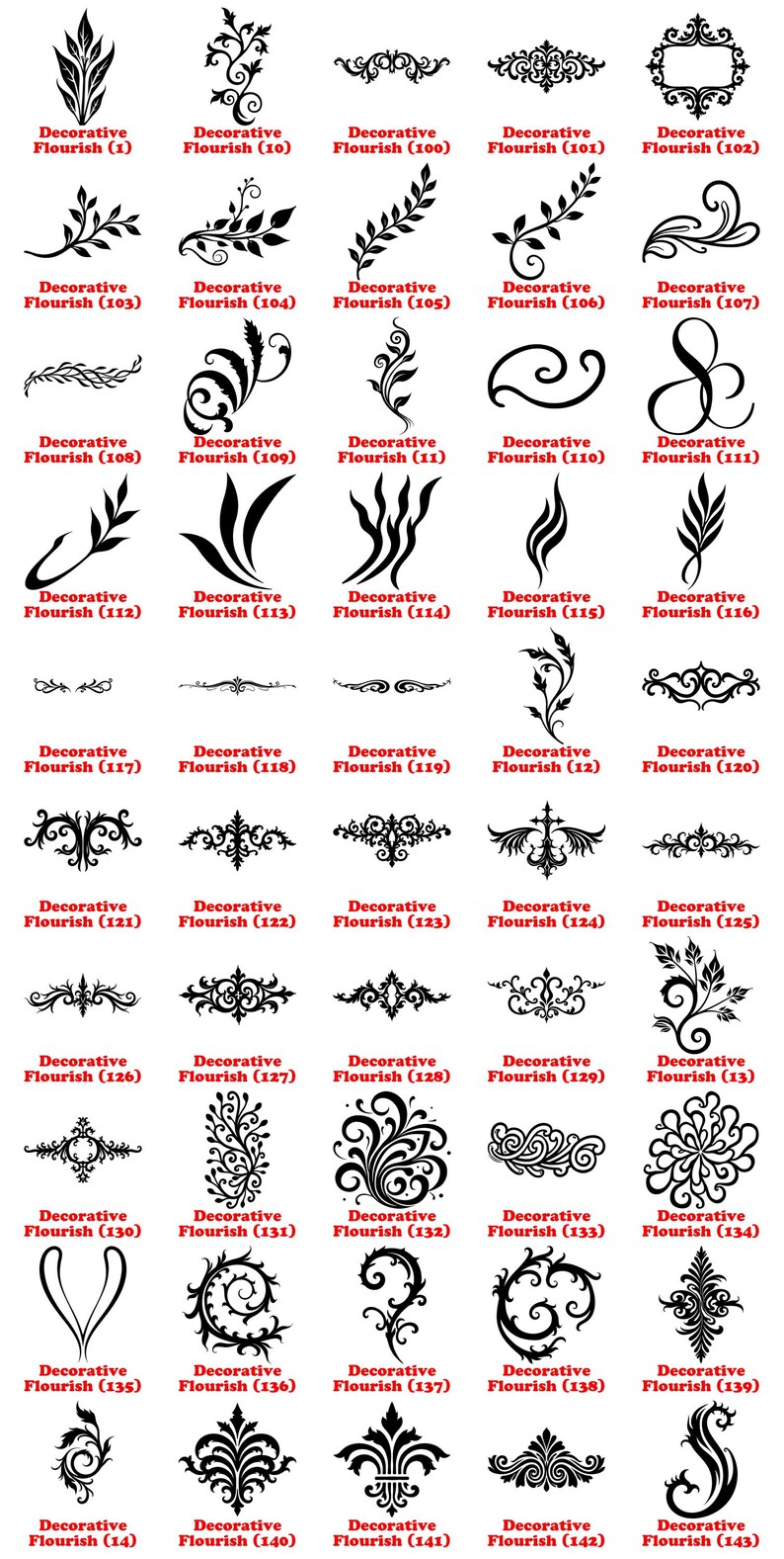 Decorative Flourish Svg Png Pdf & Dxf Bundle for Elegant Vinyl Crafts ...