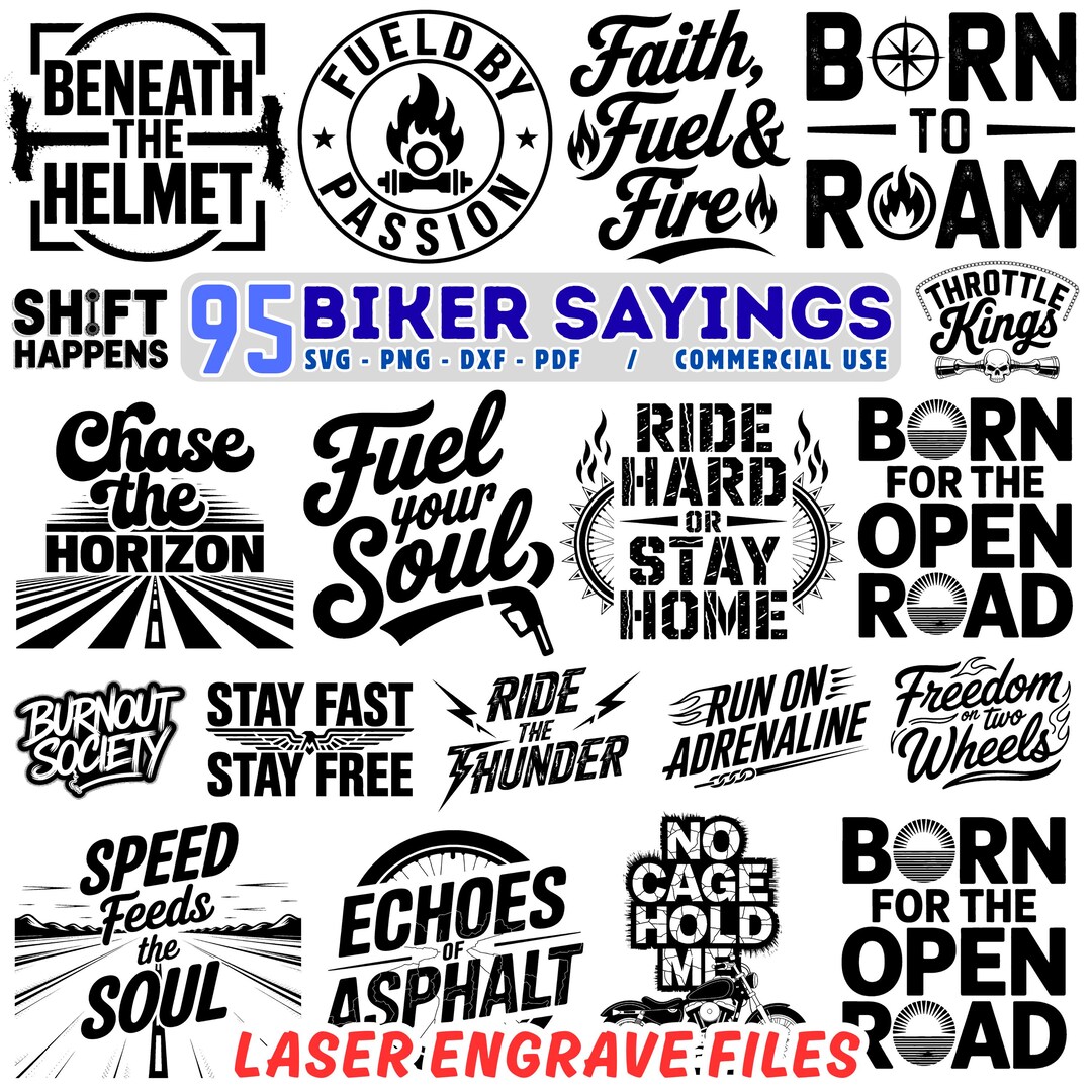Biker Sayings SVG Bundle: Motorcycle Quotes for Laser Engraving - Etsy