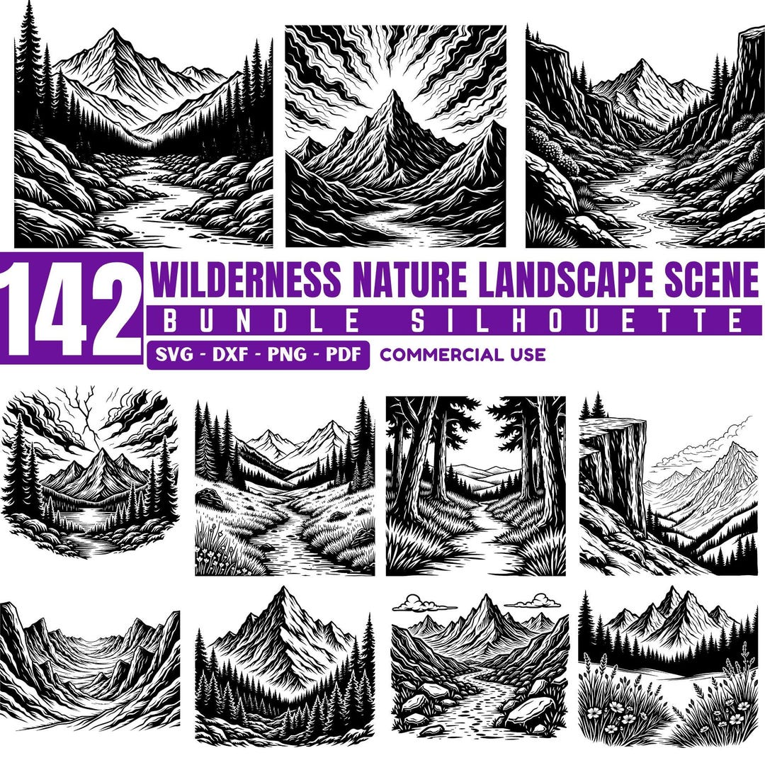 Wilderness Nature Landscape Scene SVG Bundle for Cricut & Silhouette ...