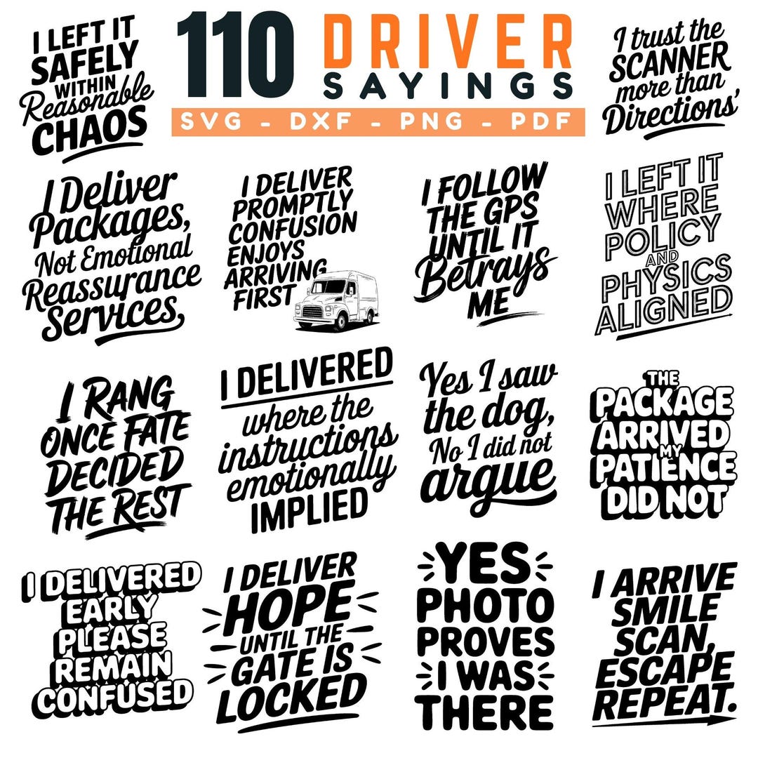 Driver Sayings Svg Png Pdf & Dxf Bundle for Custom Shirt and Decal ...