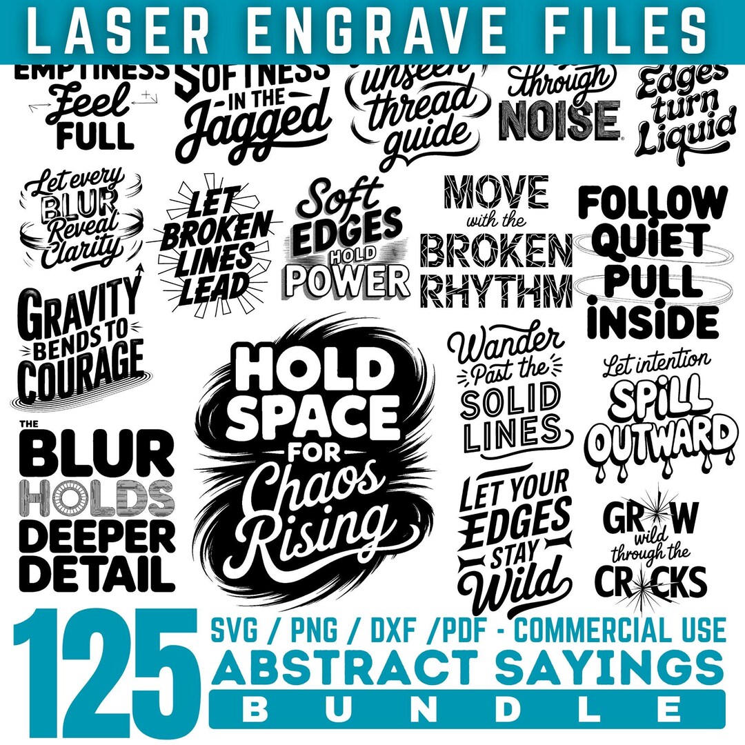 Laser Engrave Files of Abstract Sayings Svg Png Pdf & Dxf Bundle ...