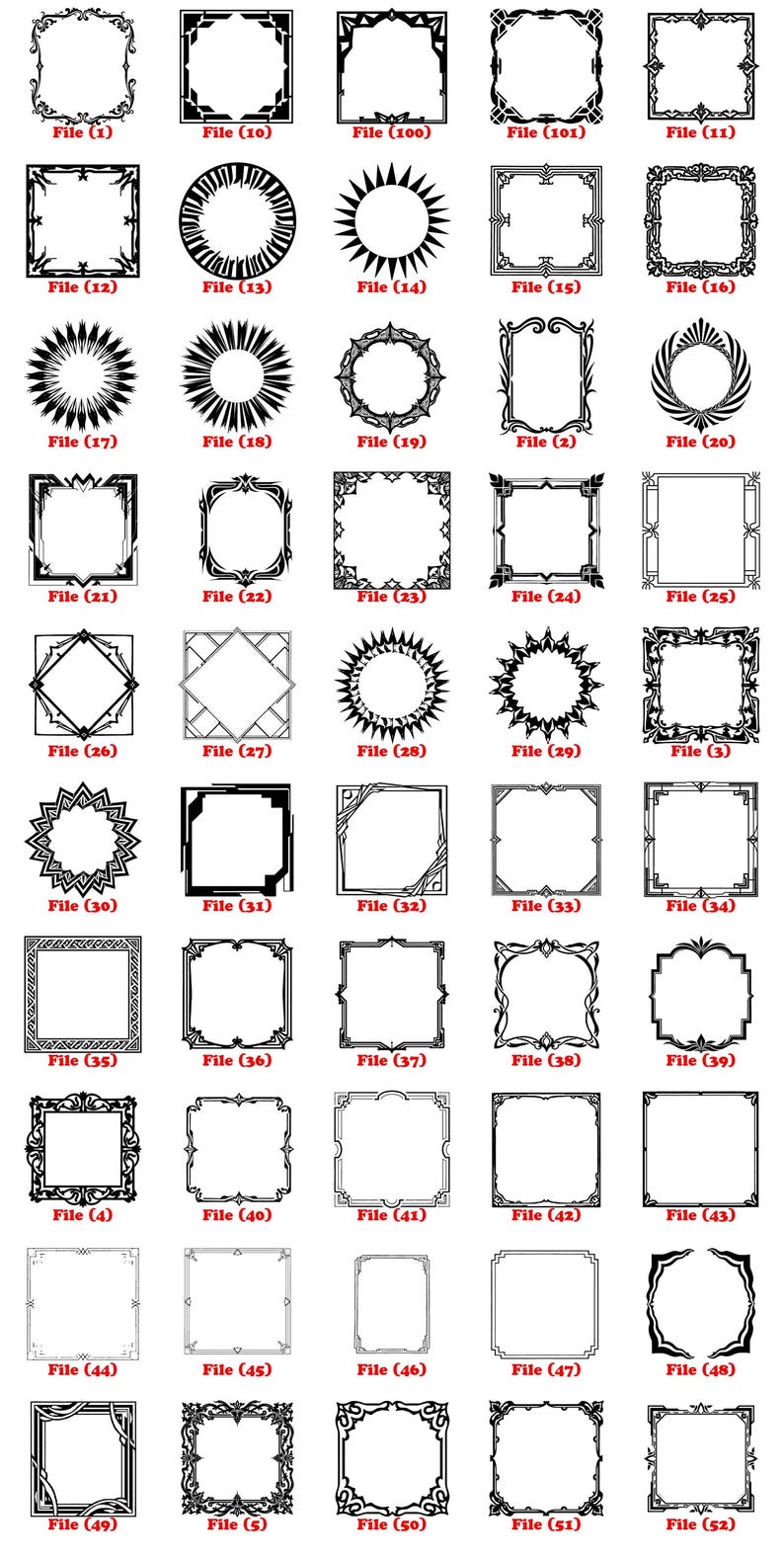 Art Deco Frames Svg Png Pdf & Dxf Bundle for Cricut and Silhouette ...