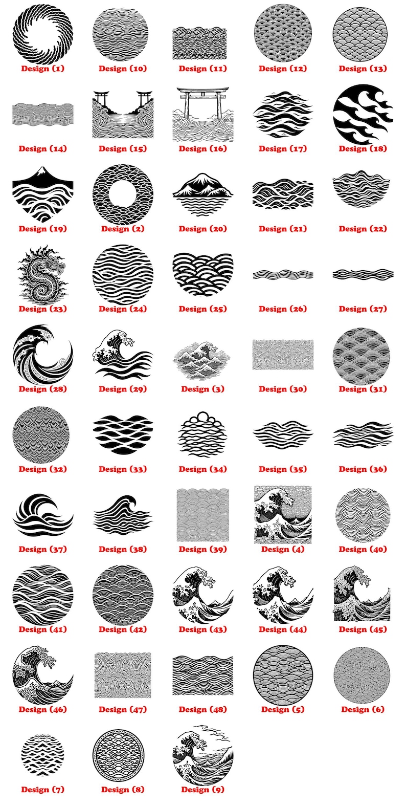 Japanese Wave Seamless Patterns Svg Png Pdf & Dxf Bundle for Cricut ...