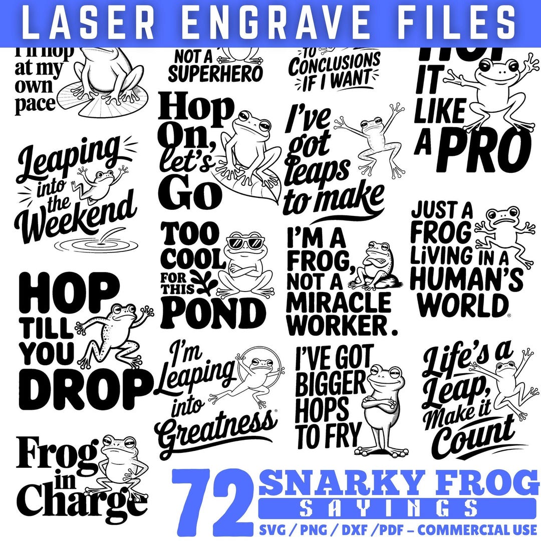 Laser Engrave Files Snarky Frog Svg Png Pdf & Dxf Bundle for Slate ...