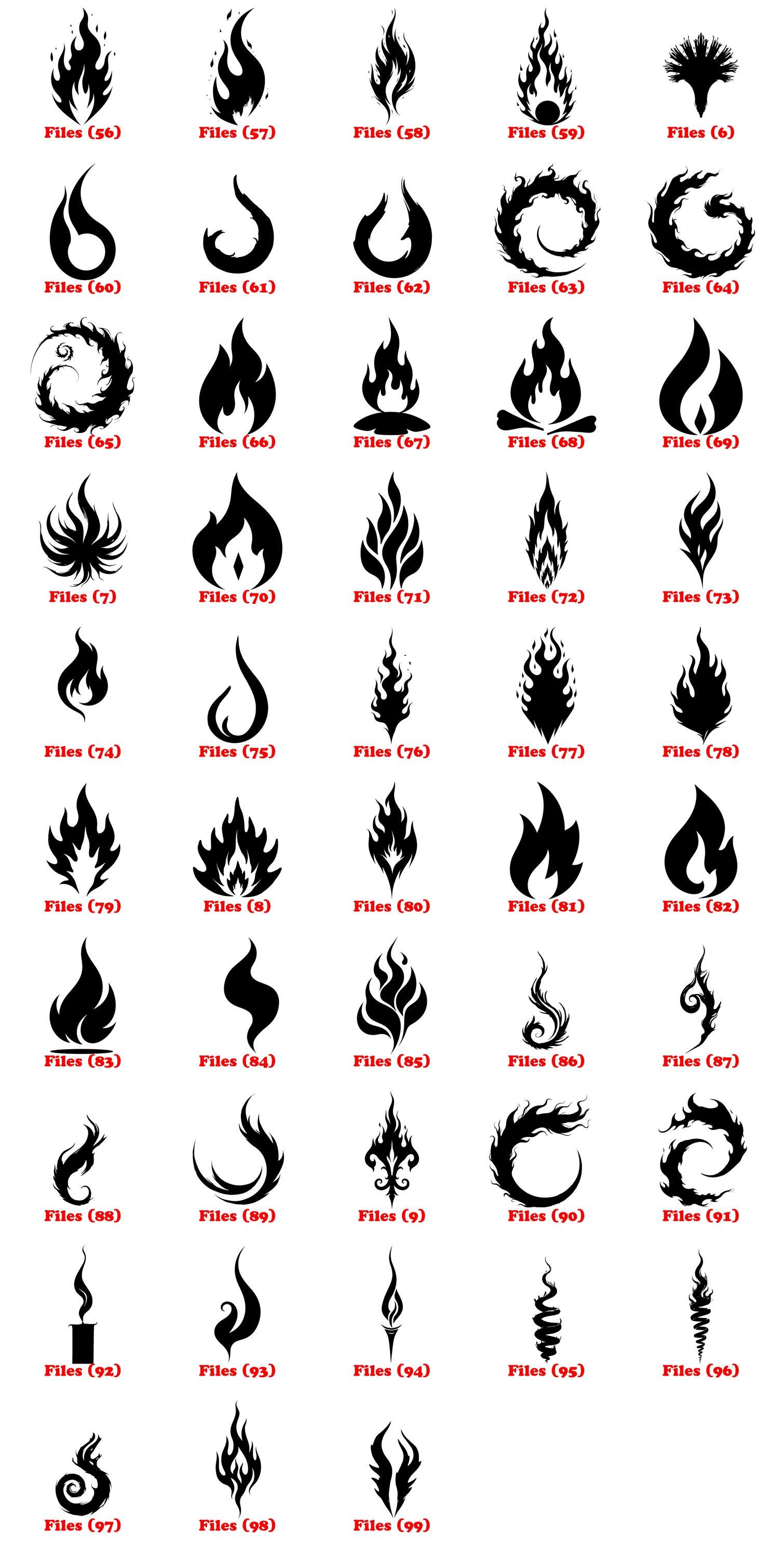 Fire Flame Shapes Svg Png Pdf & Dxf Bundle for Vinyl Cutting and ...