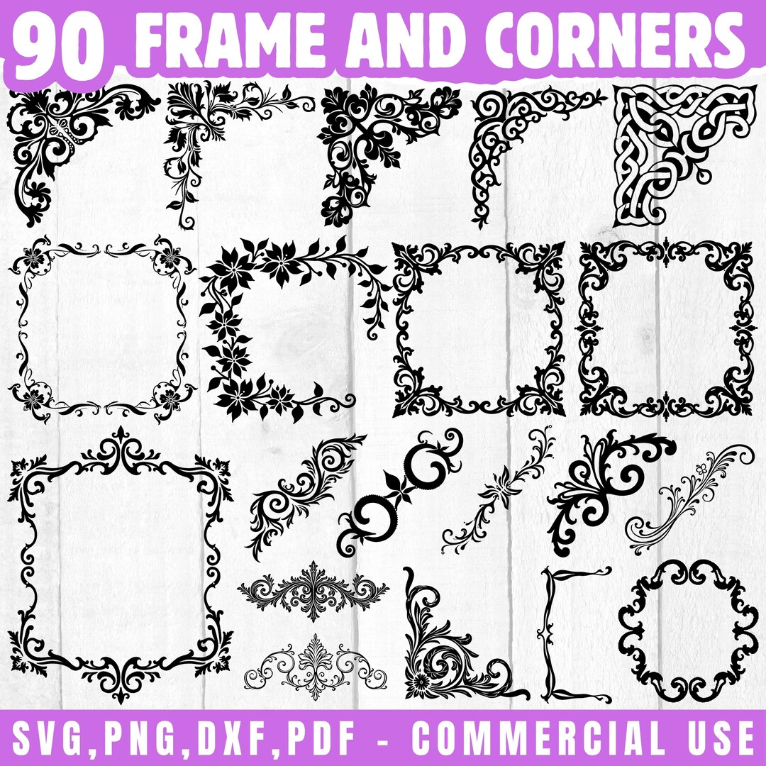 Frame & Corners Svg Png Pdf Dxf Bundle for Cricut Crafts Instant ...