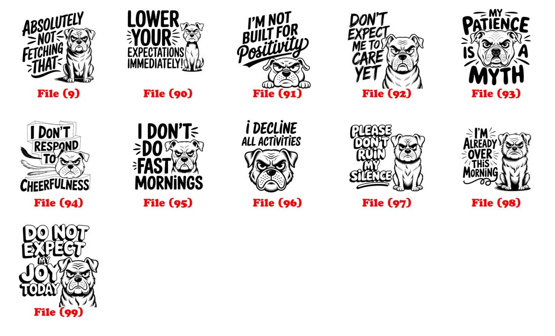 Grumpy Dog Sayings Svg Png Pdf & Dxf Bundle for Funny Pet Shirts ...