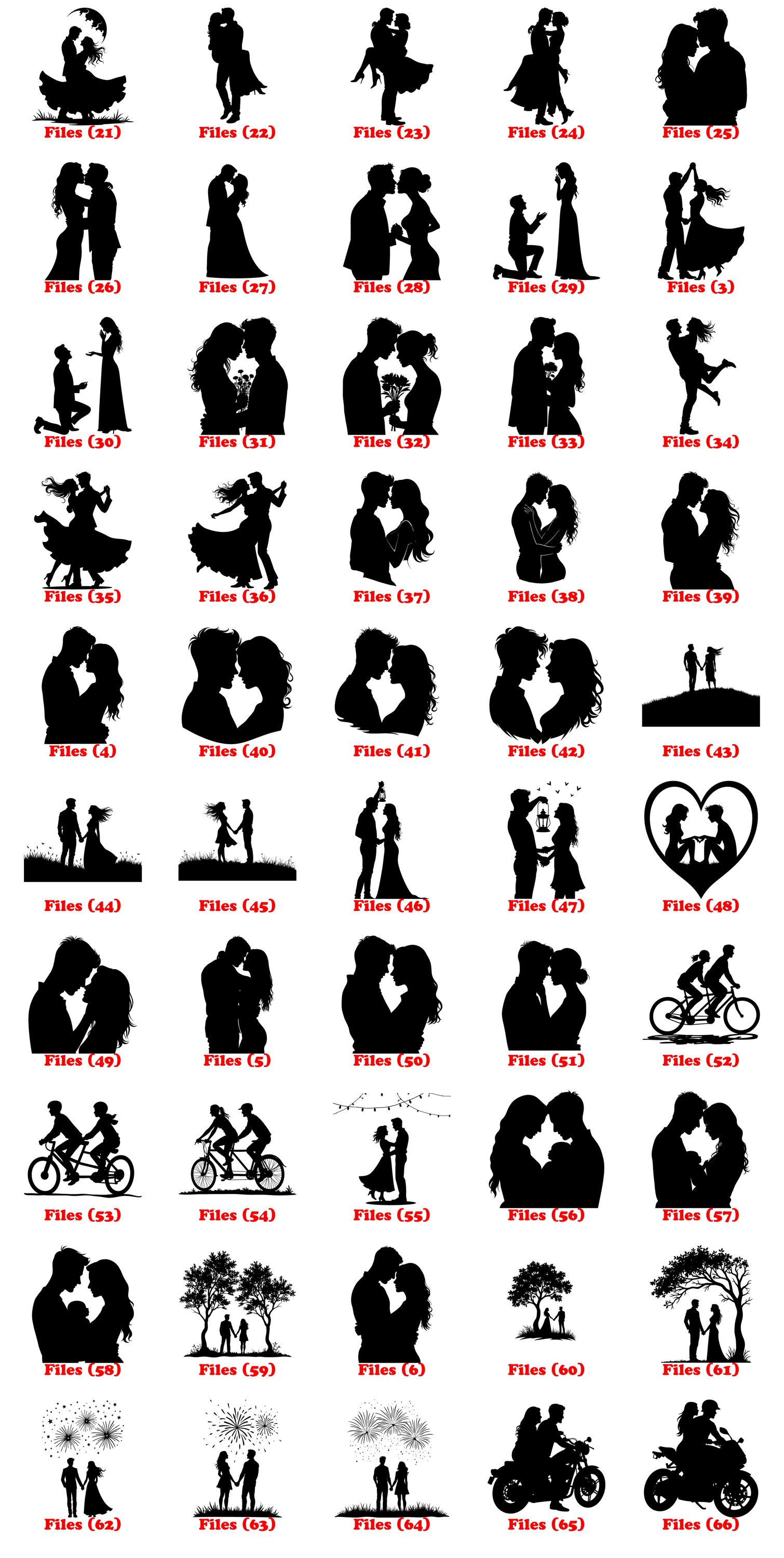 Couple Silhouettes Svg Png Pdf & Dxf Bundle for DIY Vinyl Crafts ...