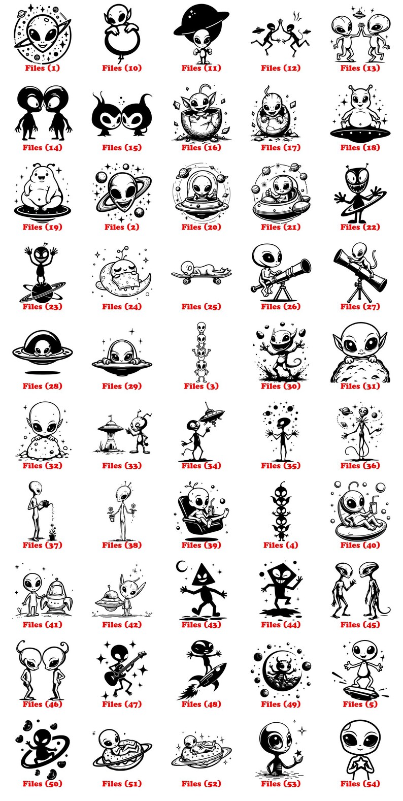 Funny Alien Graphics Svg Png Pdf & Dxf Bundle for DIY Shirts Instant ...