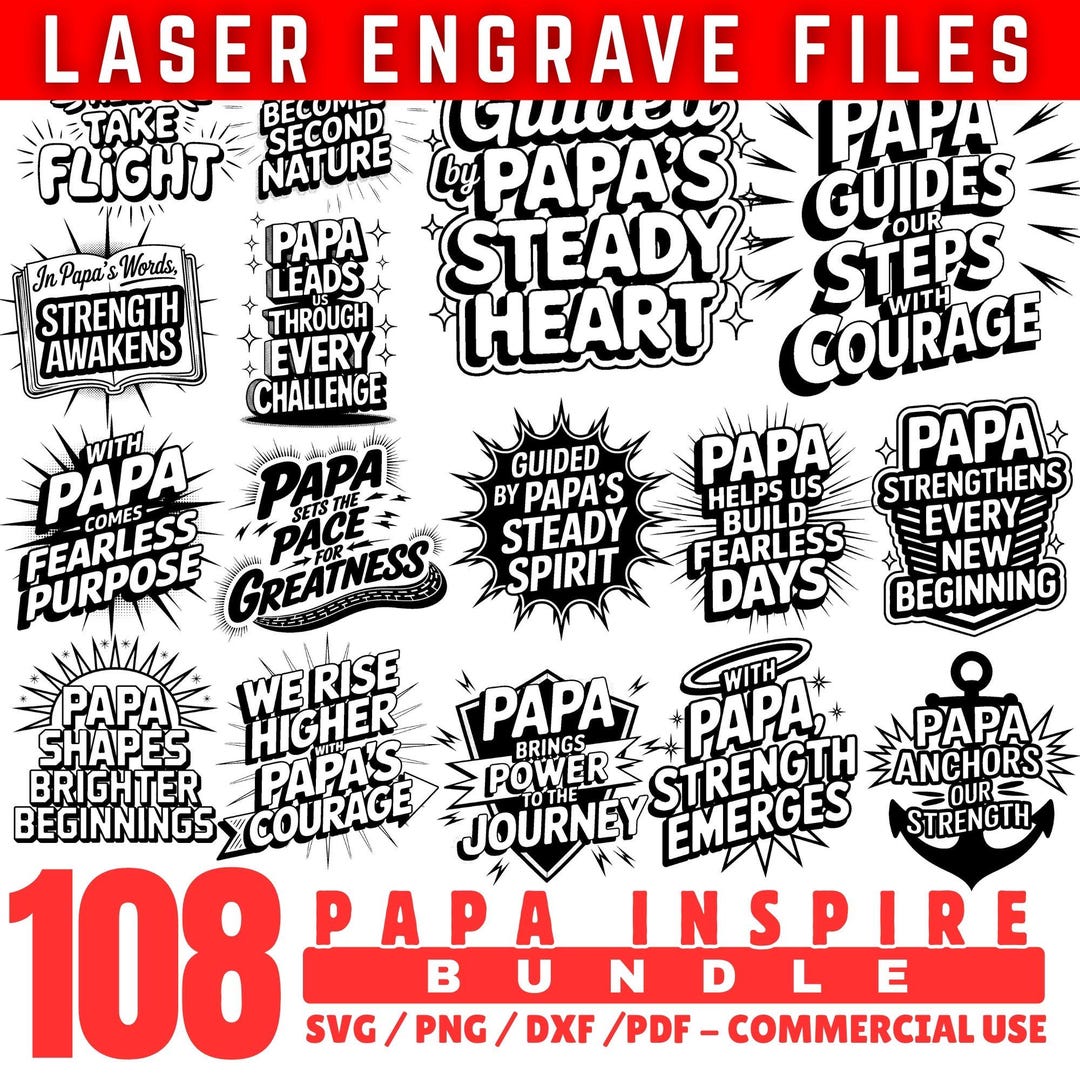Laser Engrave Files Papa Svg Png Pdf & Dxf Bundle for Slate Wood ...